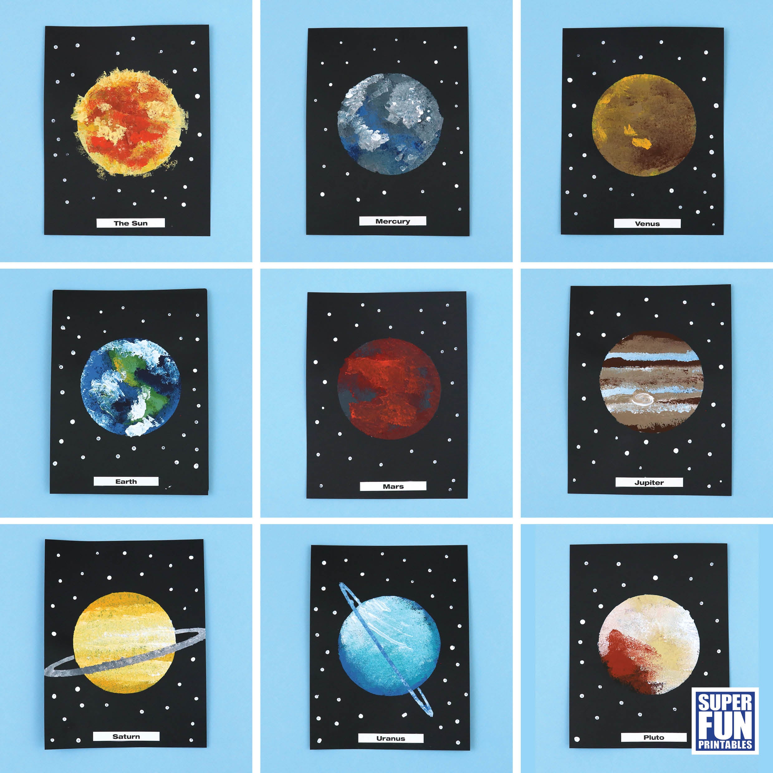 Solar System Sponge Art template – The Craft Train Shop