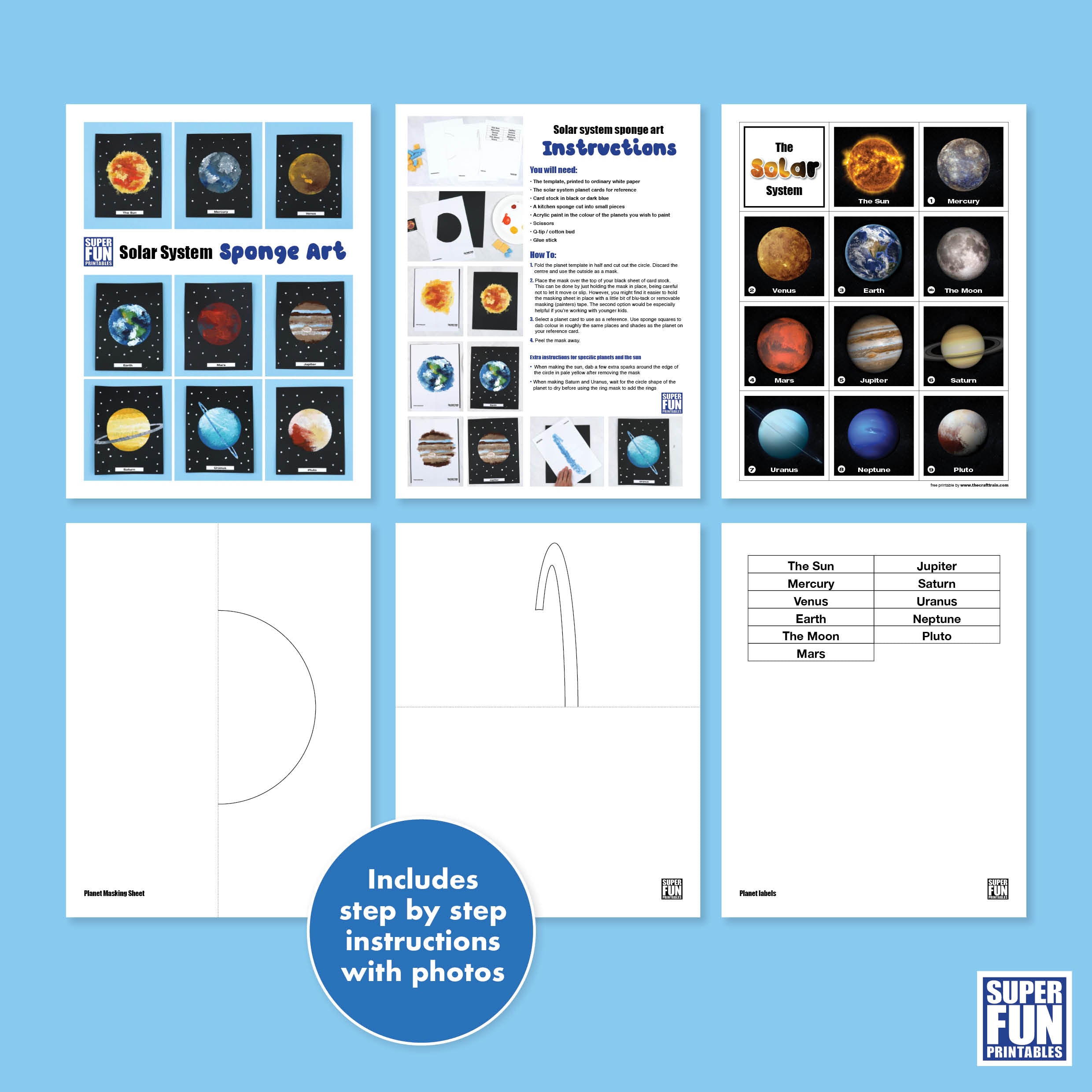 Solar System Sponge Art template – The Craft Train Shop